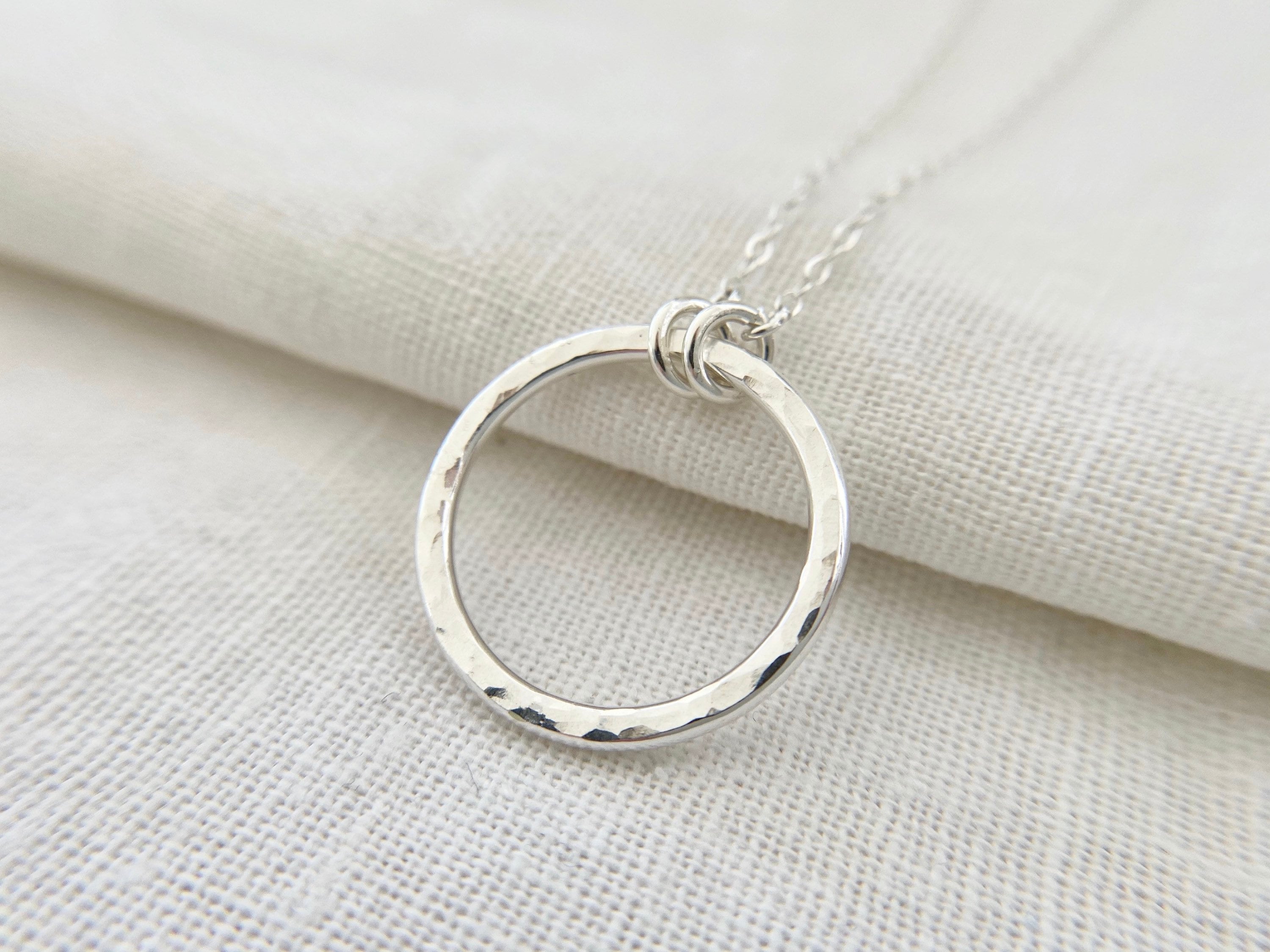 Silver Circle Infinity Necklace Eternity Necklace Hammered | Etsy