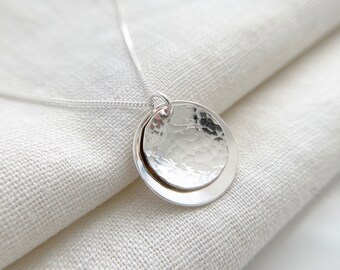 Silver Disc Necklace | Etsy UK