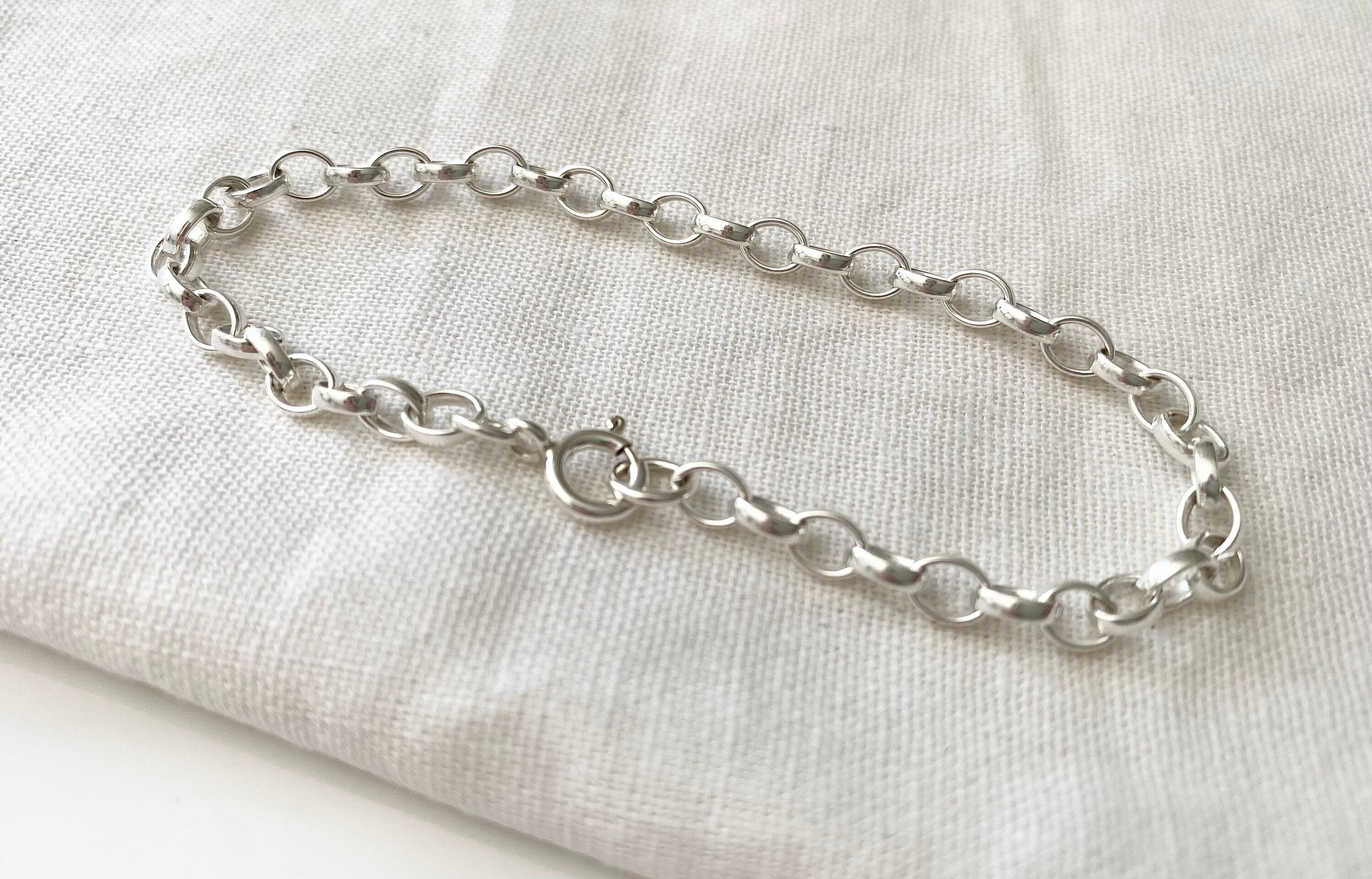 Sterling Silver Link Charm Bracelet Gift for Her - Etsy UK