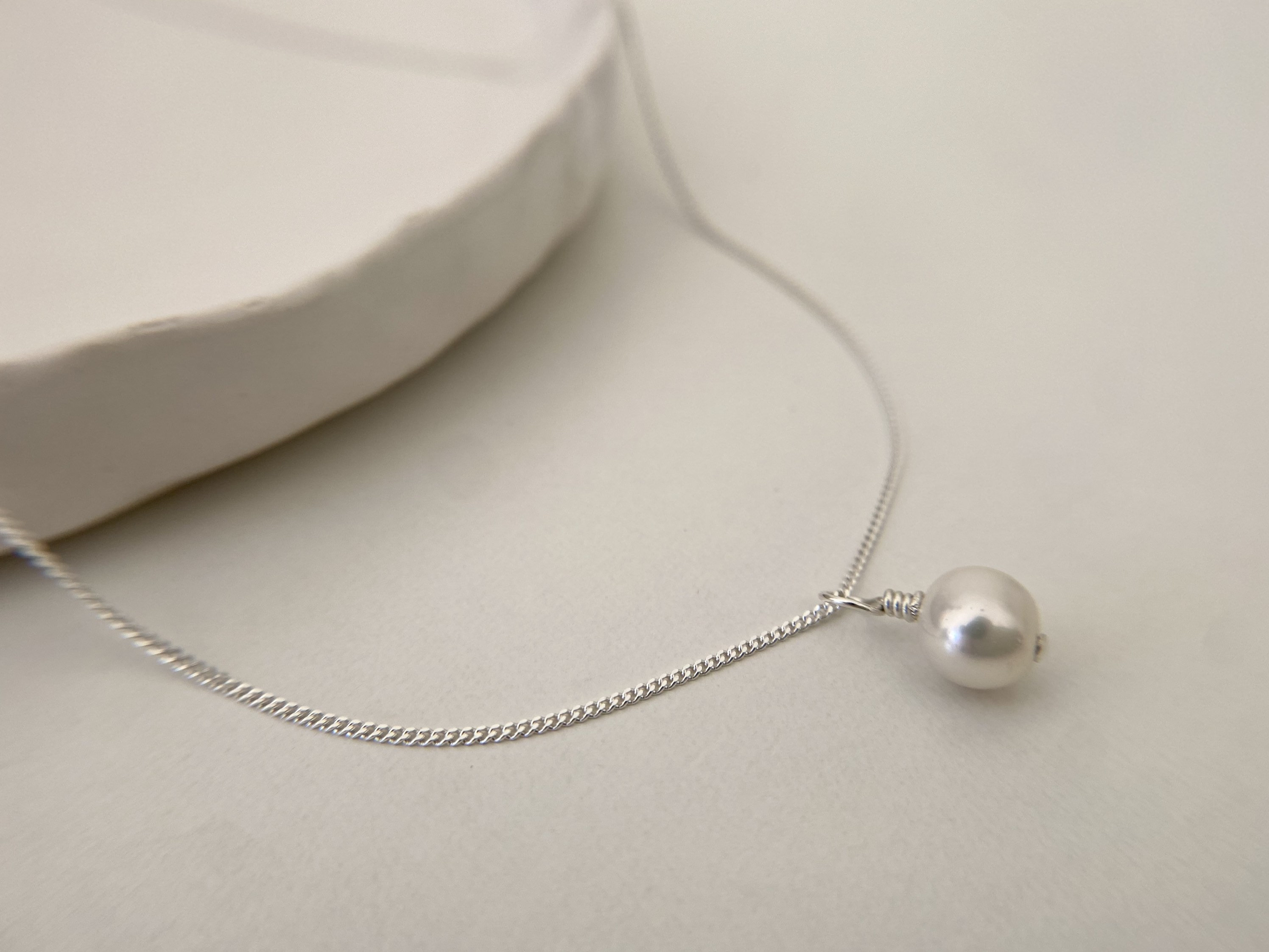 Pearl Necklace on Sterling Silver Chain - Etsy UK
