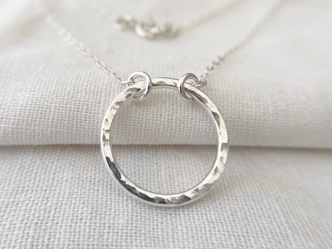 Silver Circle Infinity Necklace Eternity Necklace Hammered | Etsy