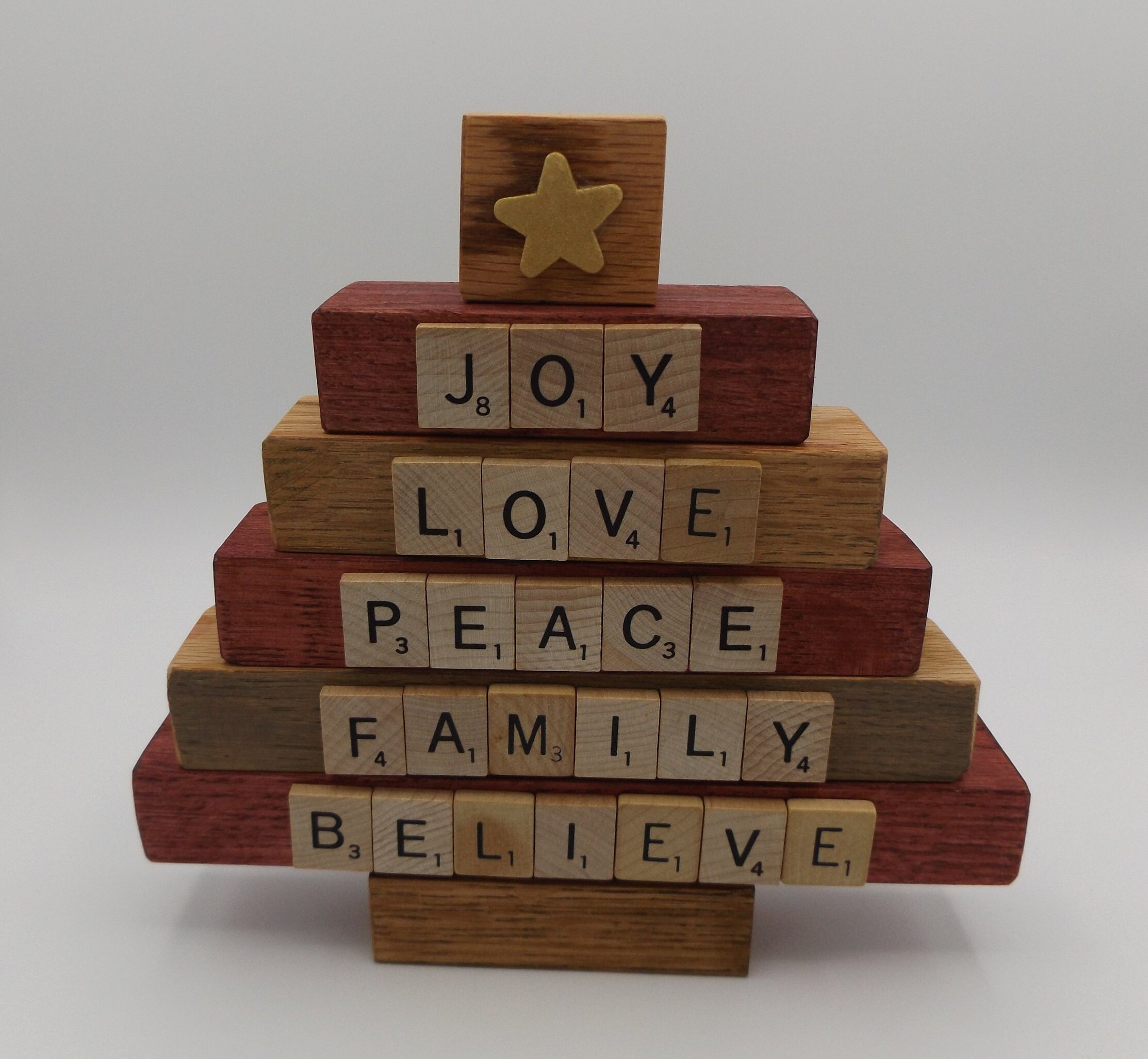 Reversible Oak Blocks Repurposed With Upcycled Scrabble Tile Words ...