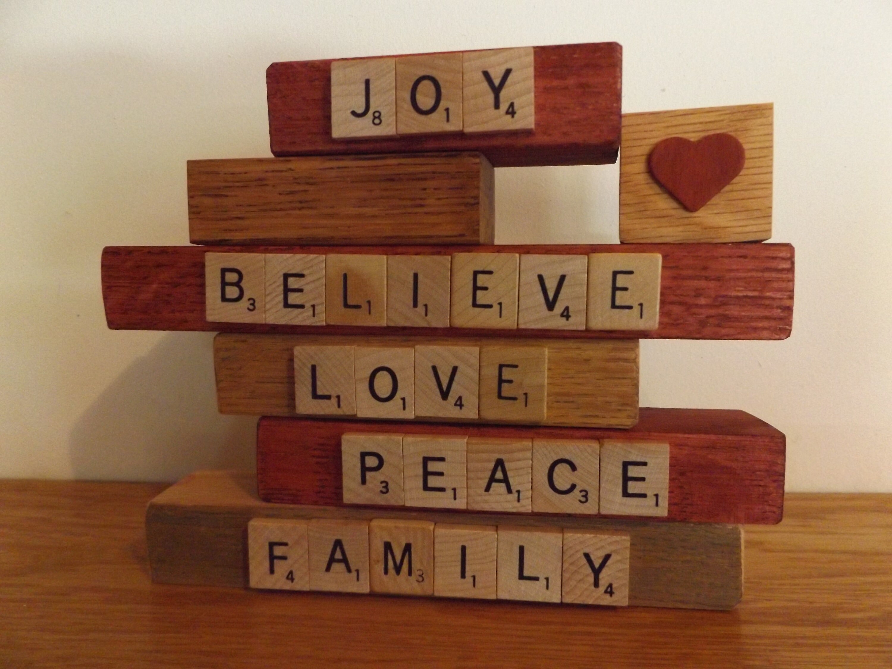 Reversible Oak Blocks Repurposed With Upcycled Scrabble Tile Words ...