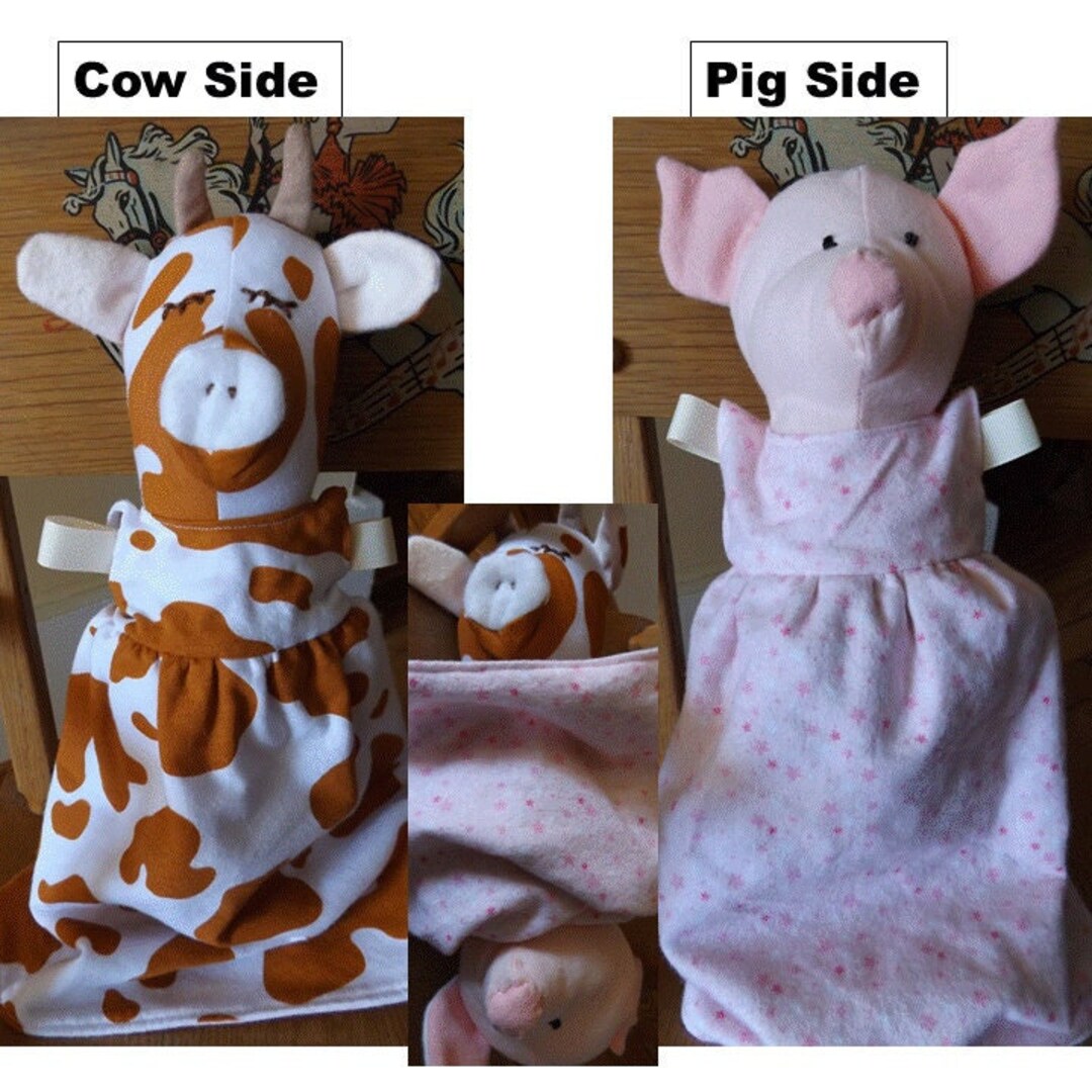 Topsy-turvy Stuffed Cow-pig Toy, 2-in-1 Reversible Soft Animal Baby ...