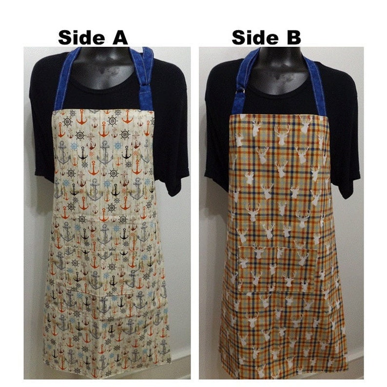 Reversible Bib Apron, Hunting and Boating Designs, Cotton 2-in-1 - Etsy