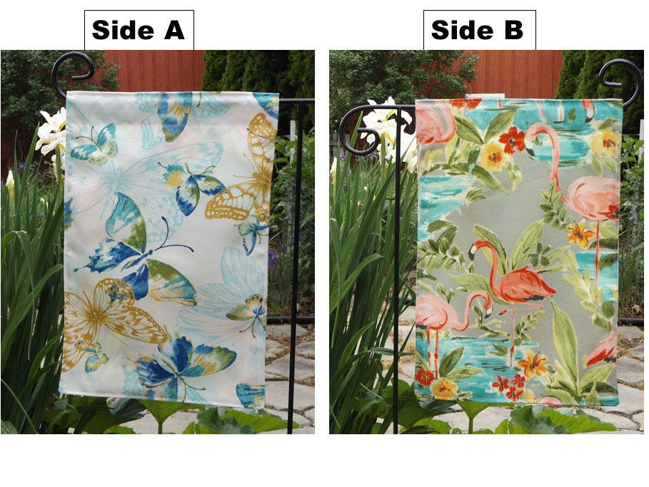 Reversible Small Garden Flag, 2-in-1 Double Sided Mini Outdoor Fabric ...