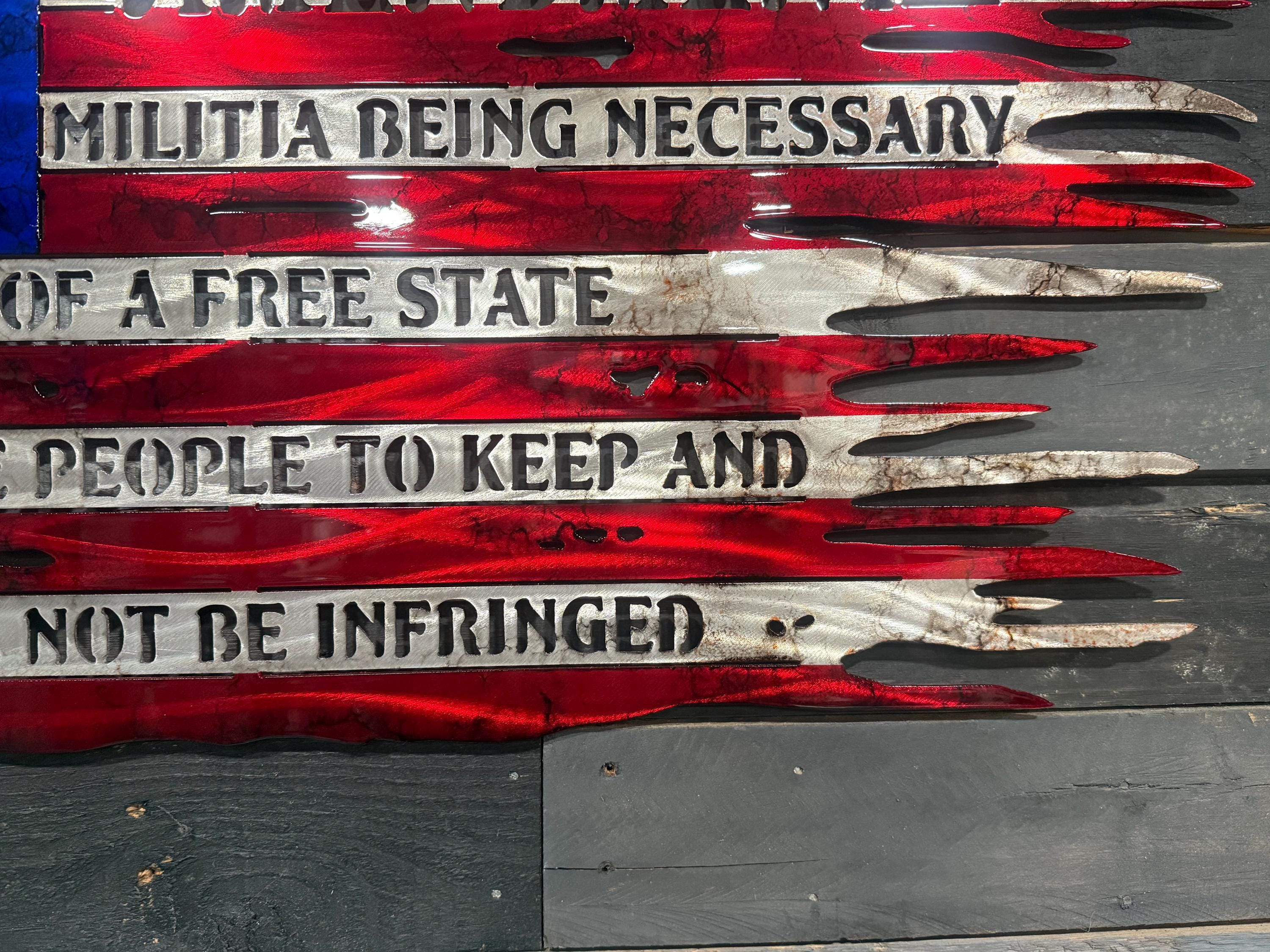 Distressed 2nd Amendment American Metal Flag: Patriotic Wall Art - Etsy