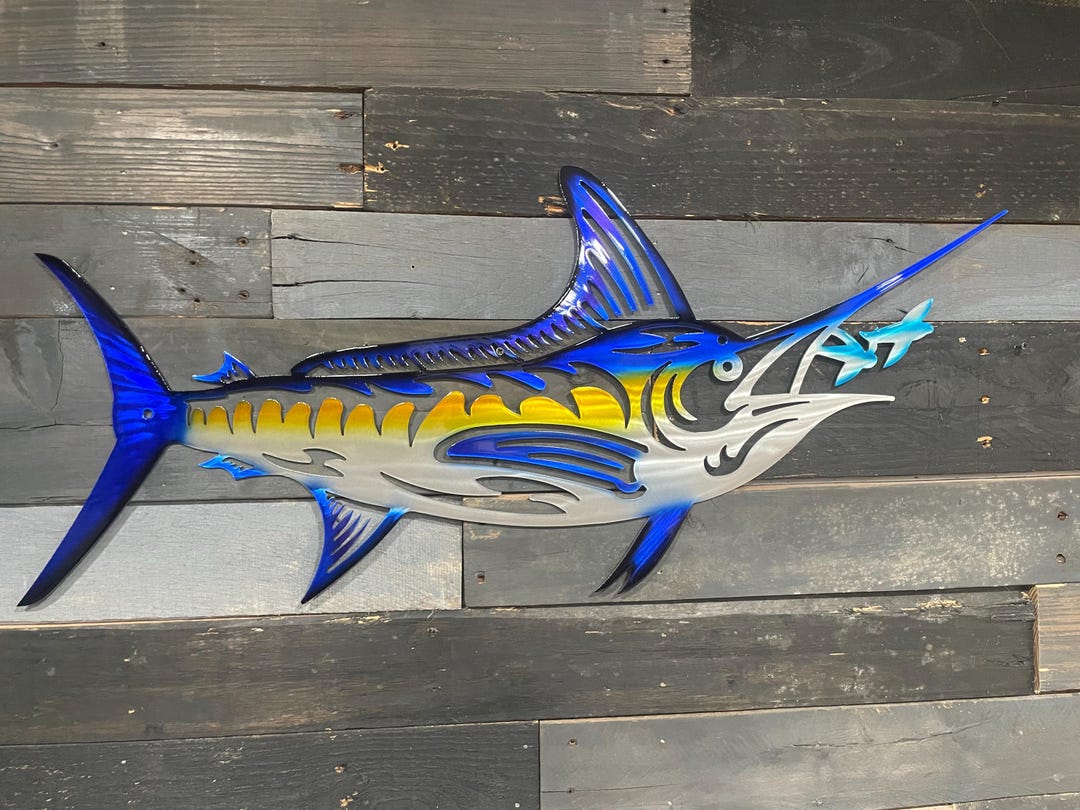 Marlin Fish Wall Art, Metal Fish Art, Swordfish Wall Art, Blue Marlin ...