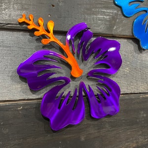 Metal Hibiscus Flower Wall Art: Colorful Outdoor Garden Decor - Etsy