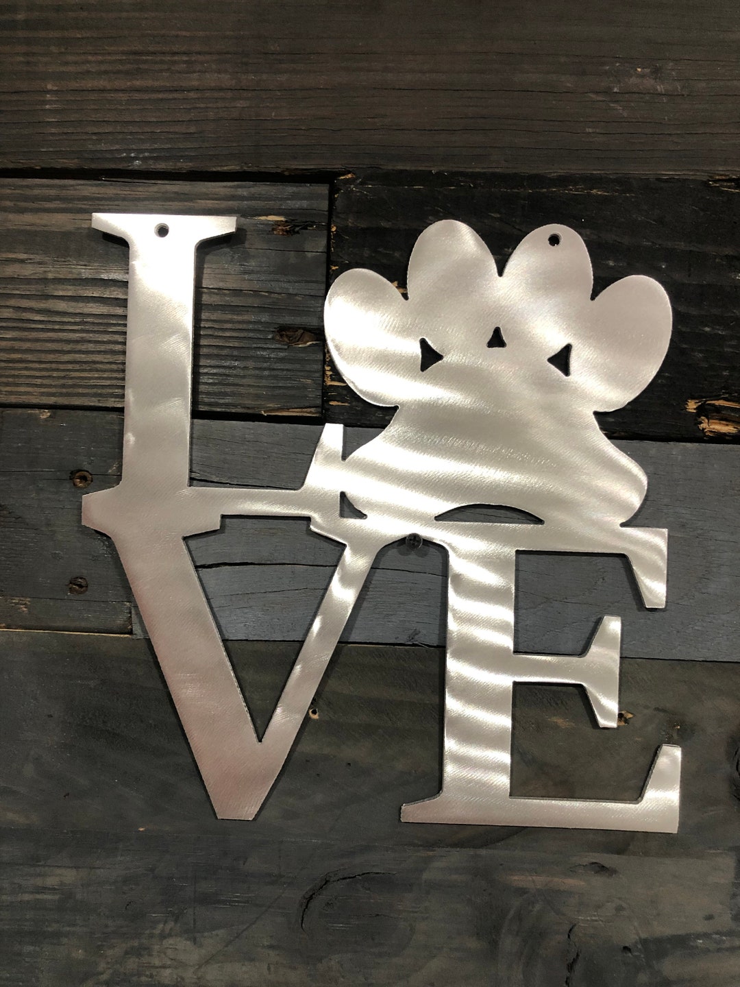Raw Aluminum Dog Paw 'love' Sign: Puppy Decor - Etsy