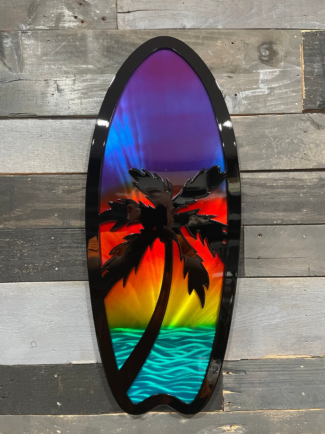 Custom Sunset Surfboard Metal Sign Nautical Theme Sign Sunset Wall Art ...