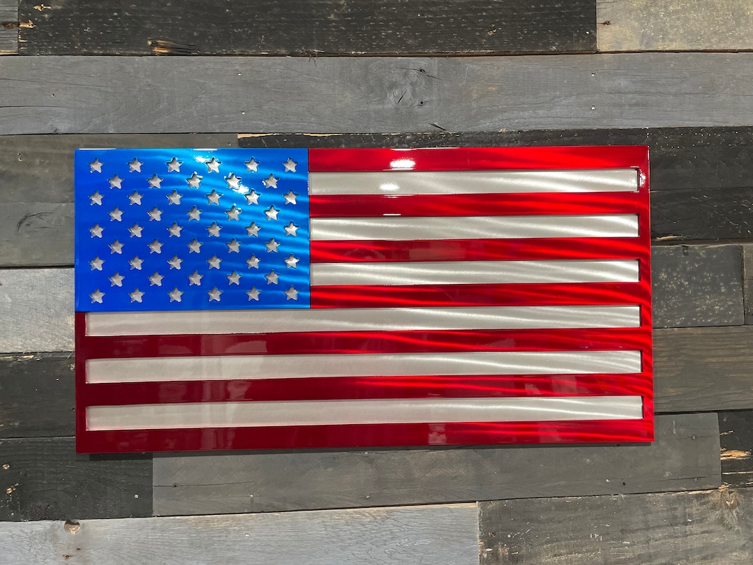 American Flag Metal Wall Art: 2-layer Aluminum USA Sign - Etsy