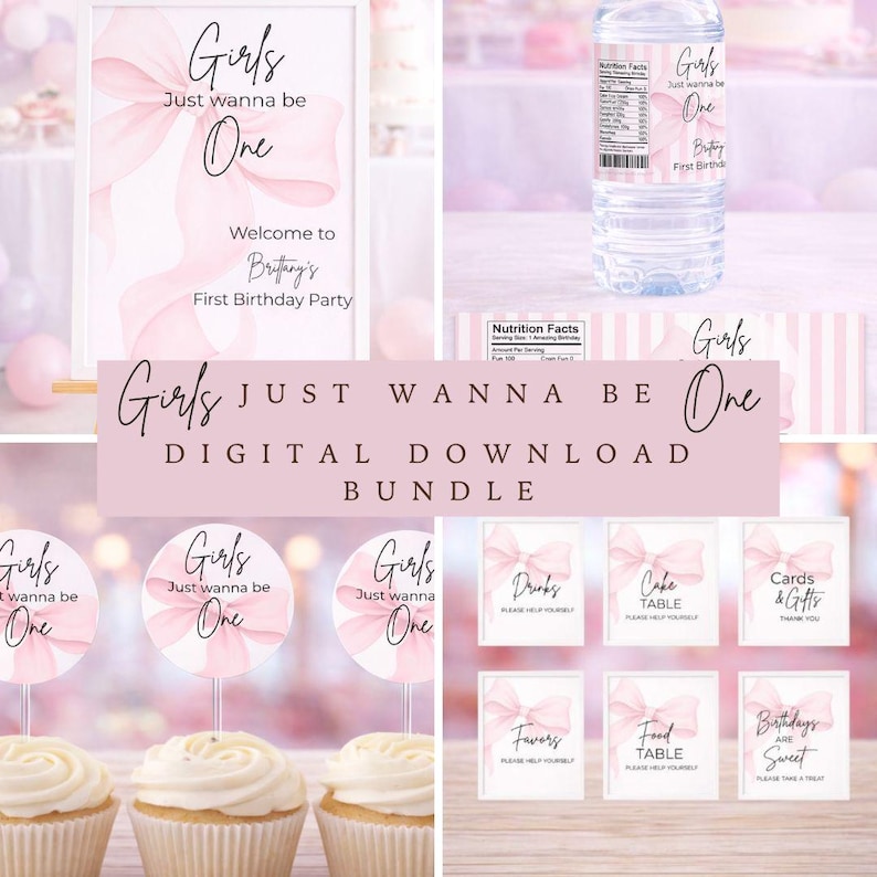 Girls Just Wanna Be One Party Bundle | First Birthday Girl Decor ...