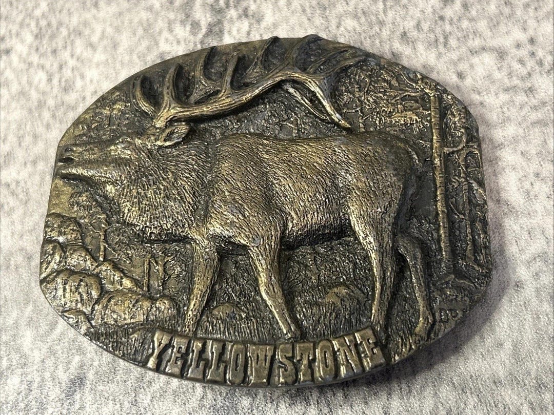 Spec Cast Belt Buckle Yellowstone National Park Elk #5826 Made in USA ...