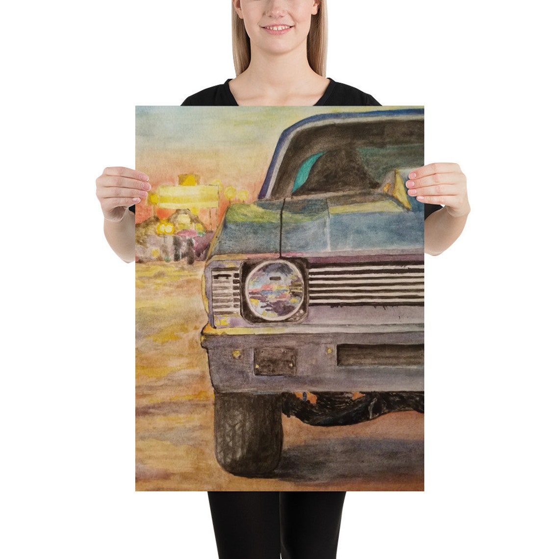 Chevy Nova Sunset - Watercolor - Etsy