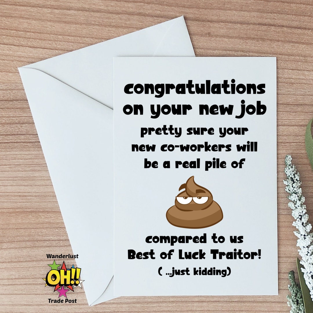 New Job Gift Card, Funny Going Away Card, Retirement Card, Gift for ...