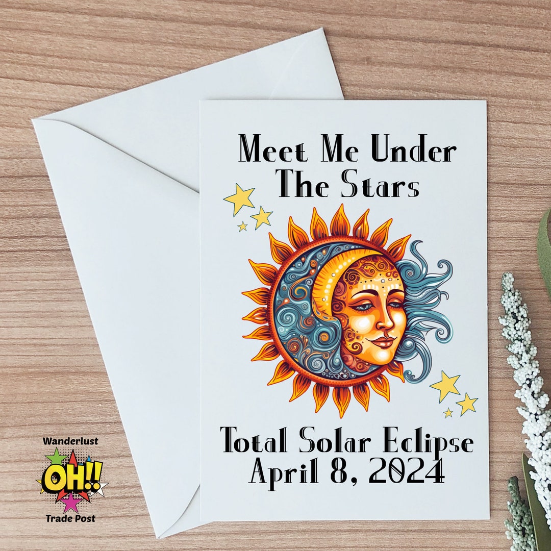Solar Eclipse 2024 Commemorative Card, April 8th Birthday, Total Solar ...