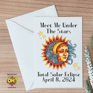 Solar Eclipse 2024 Commemorative Card, April 8th Birthday, Total Solar Eclipse Gift Card, Solar ...