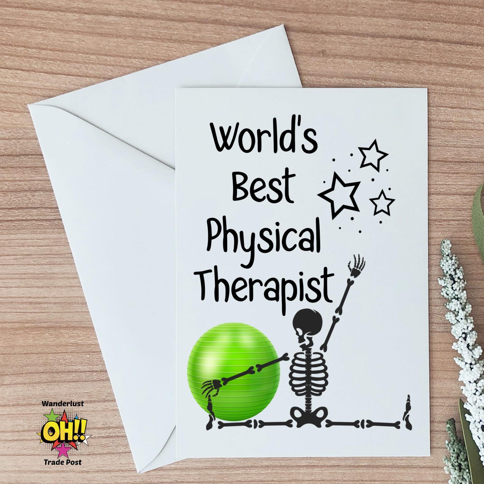 Physical Therapist Thank You Card, World's Best PT Card, Best PT ...