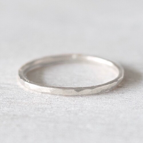 Thin Silver Hammered Ring Set of 2 Rings for Women Delicate - Etsy
