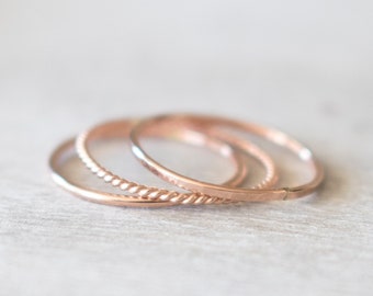 Rose Gold Sparkle Stacking Ring Stackable Ring textured - Etsy