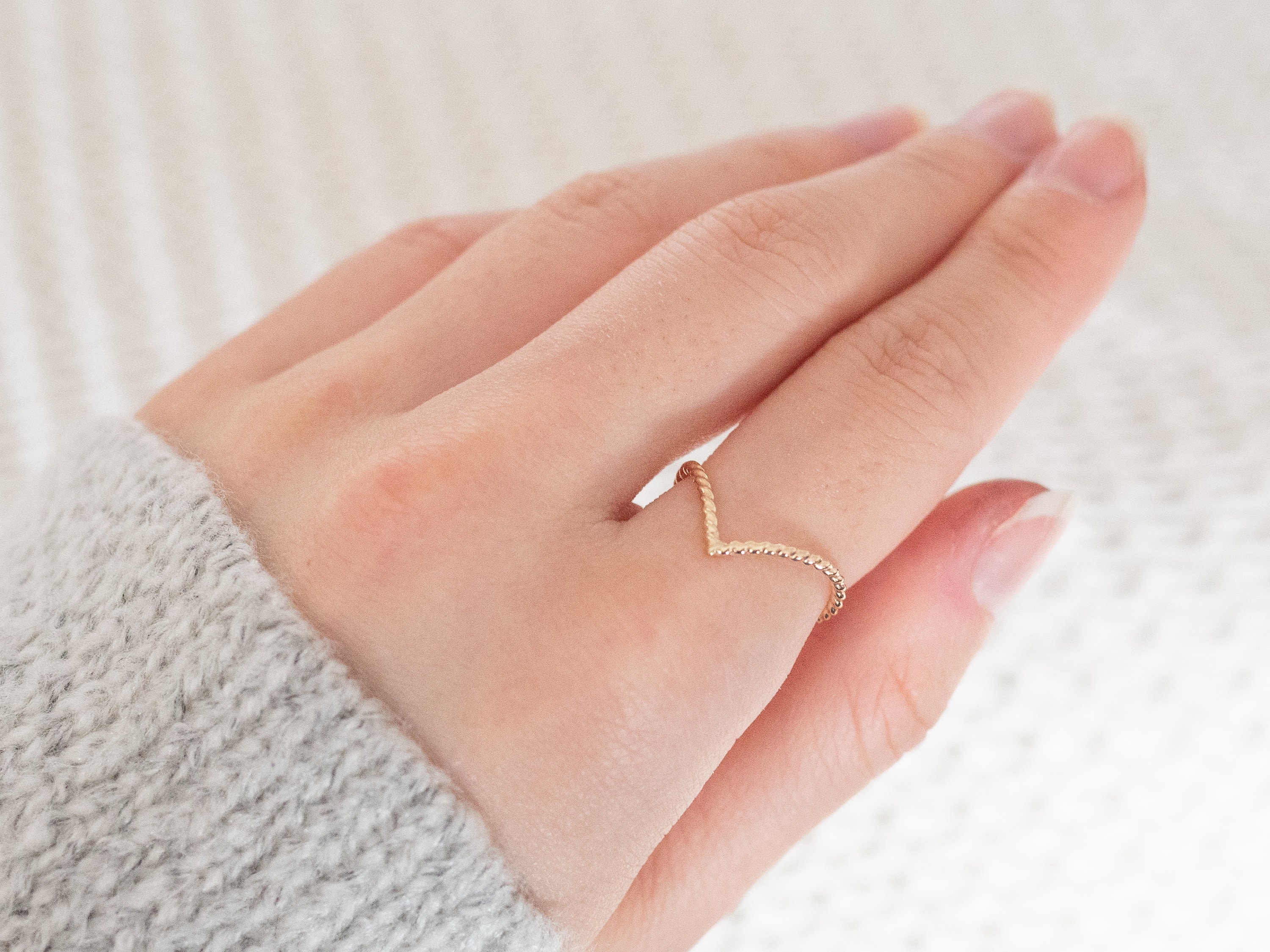 Gold Chevron Twist Ring Dainty Gold Filled Ring Gold V Ring - Etsy