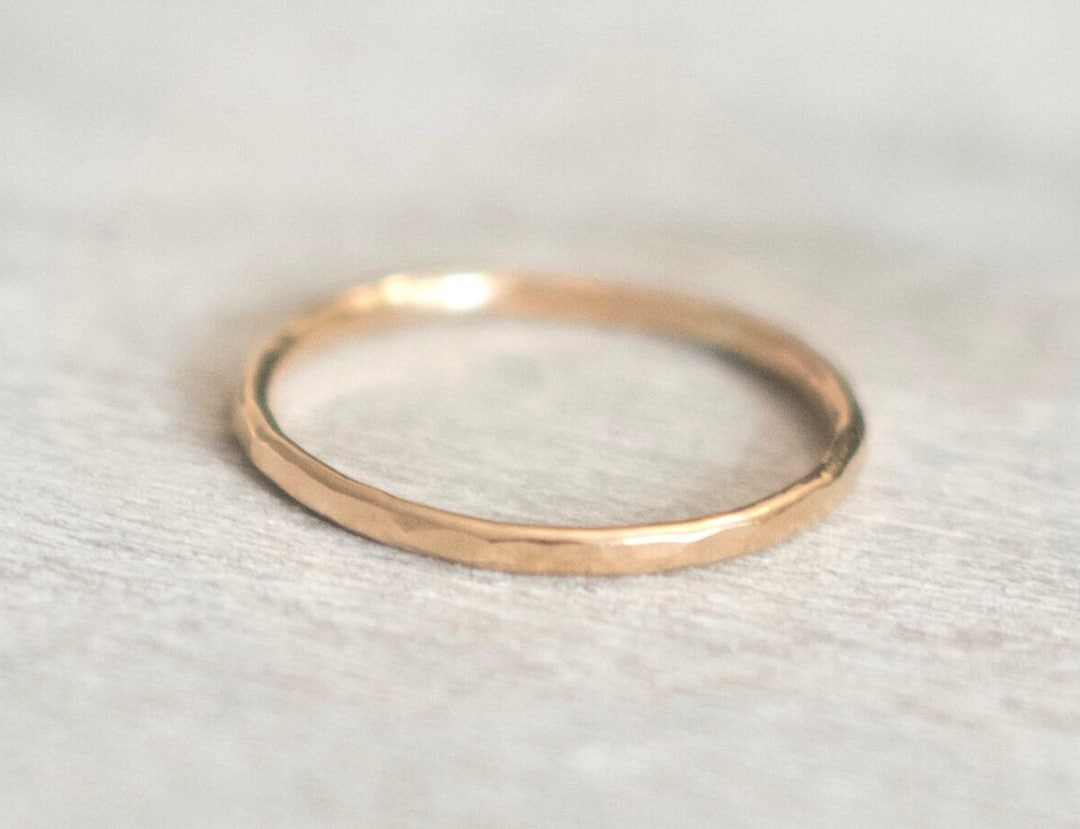 Thin Gold Hammered Ring, Thin Gold Ring, Dainty Gold Ring, Gold Rings ...