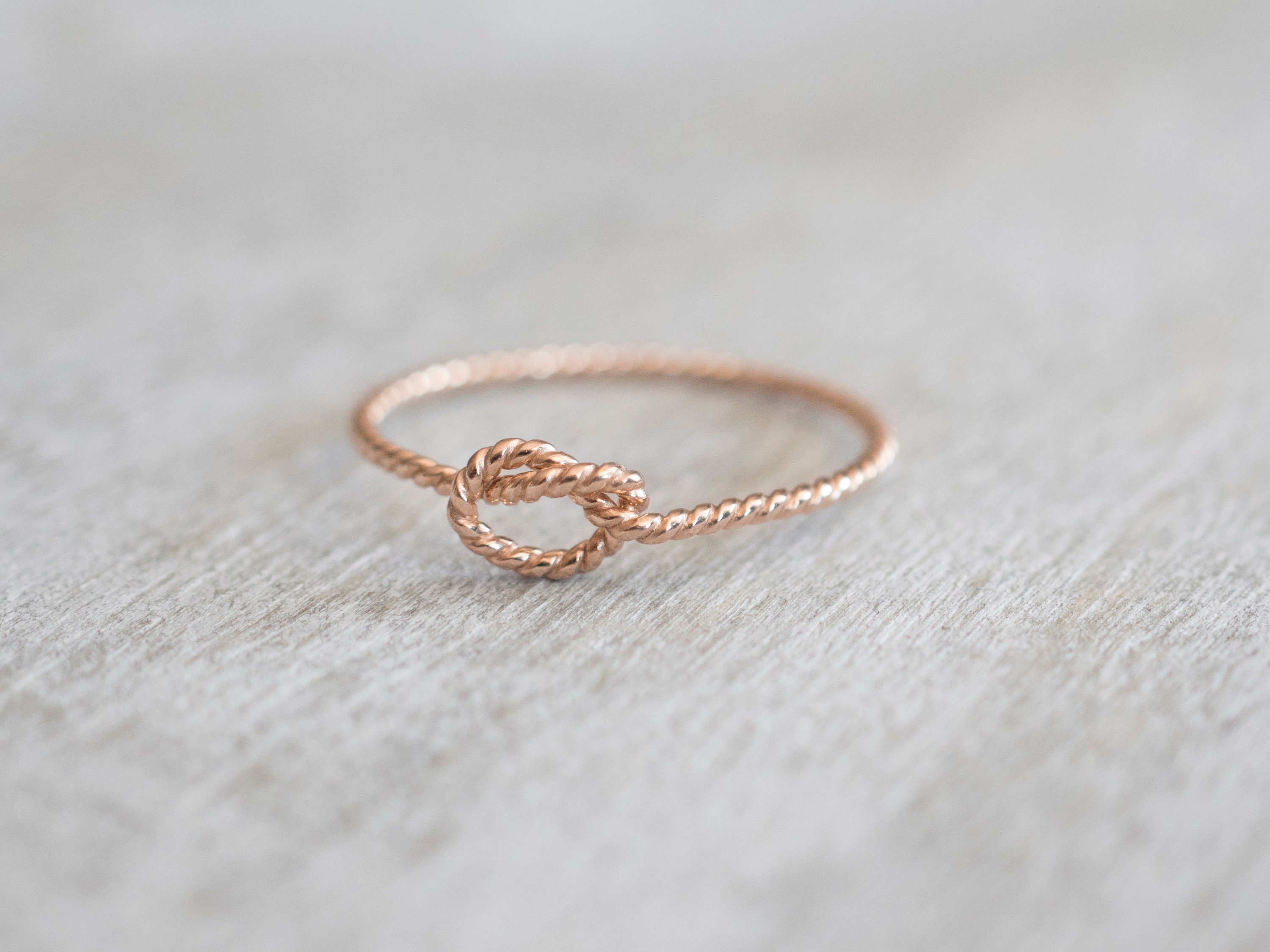 Super Thin Rose Gold Rope Knot Ring Rose Gold Filled Ring | Etsy