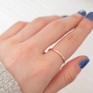 Thin Rose Gold Square Ring, Dainty Rose Gold Filled Ring, Thin Rose ...