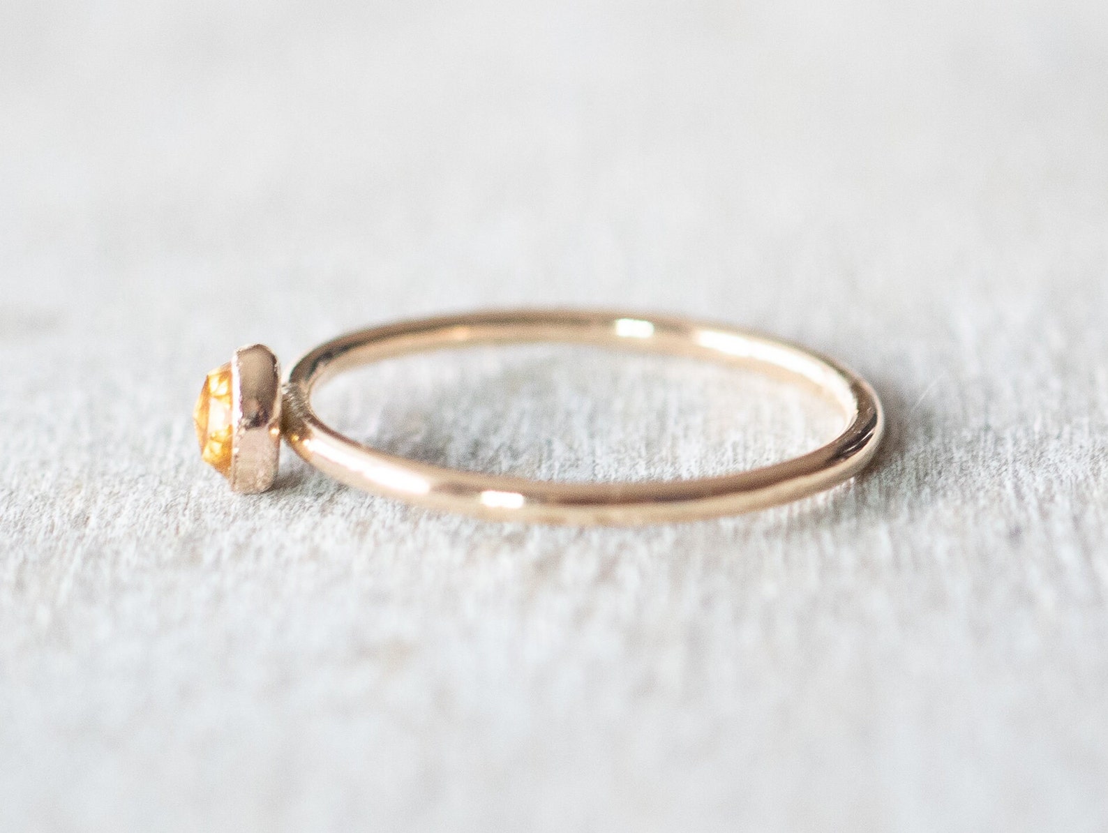 Thin Gold 4mm Citrine Ring, Dainty Gold Filled Ring, 14k Gold Rings for ...