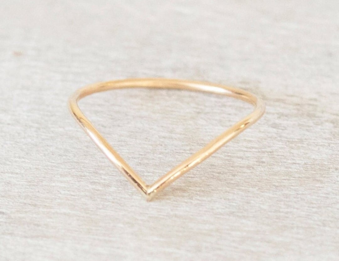 Super Thin Gold Chevron Ring, V Ring, Gold Filled Ring, Dainty Gold ...