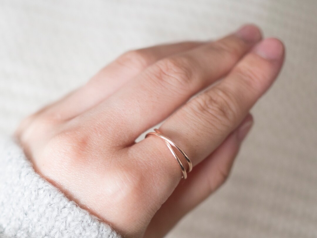 Rose Gold Interlocking Rings, Double Rings, Intertwined Rings, Criss ...