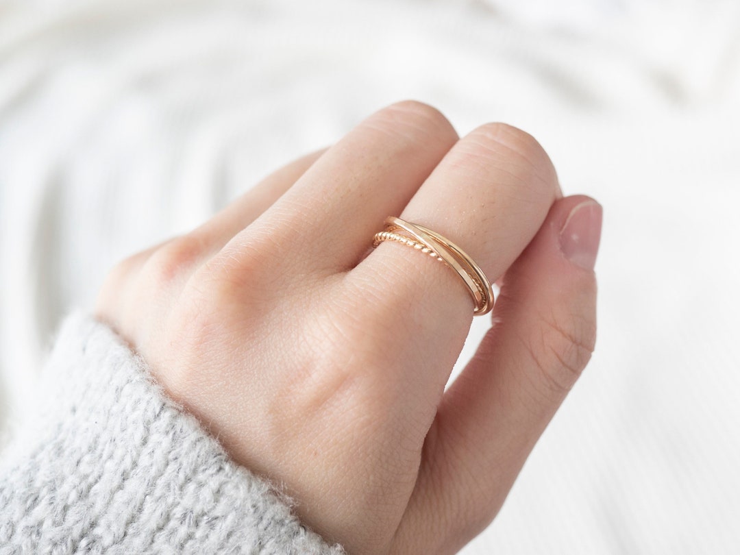 Gold Filled 3 Interlocking Rings, Intertwined Rings, Anxiety Fidget ...