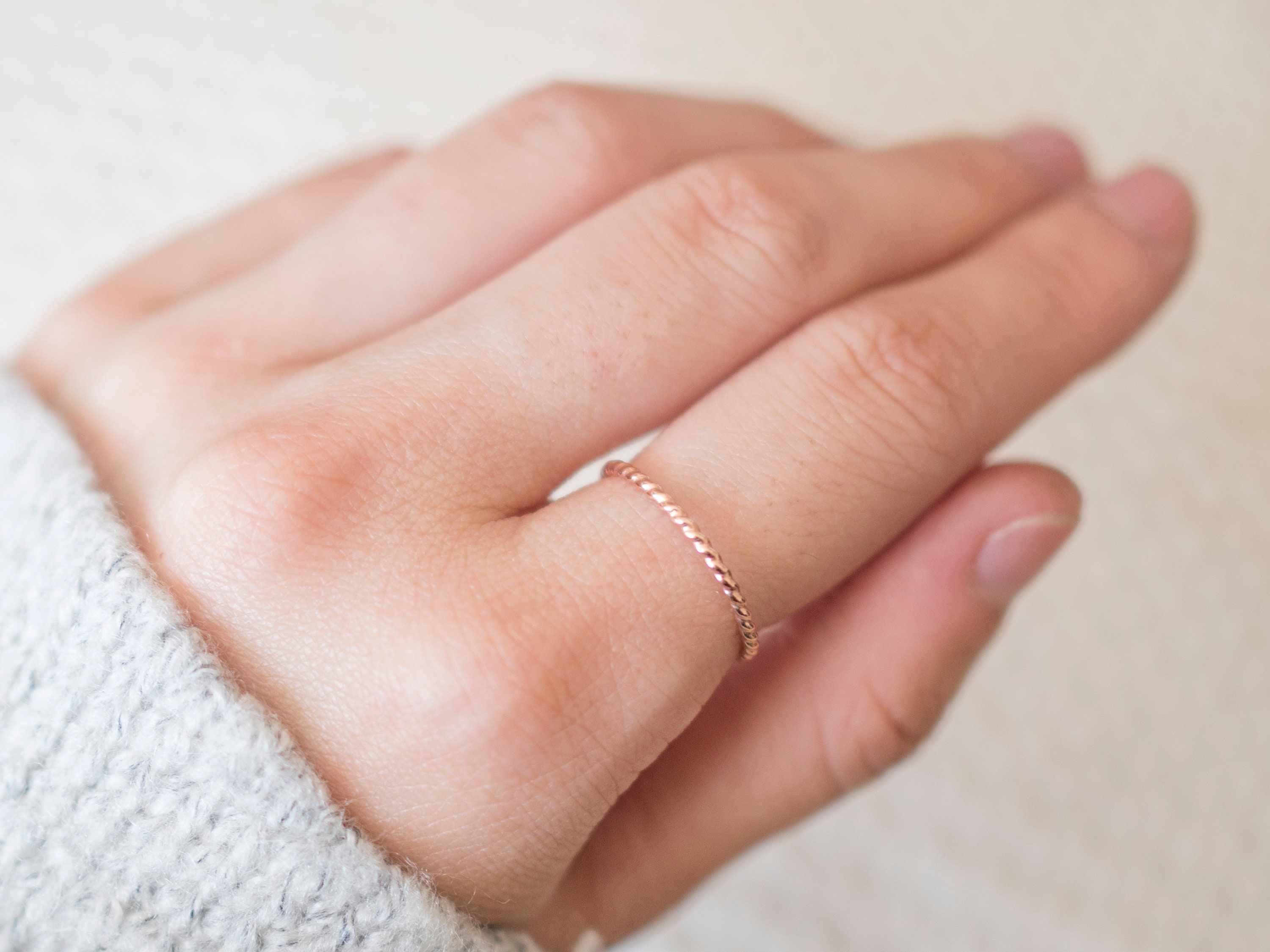 Thin Rose Gold Twist Ring Dainty Rose Gold Ring Rose Gold | Etsy