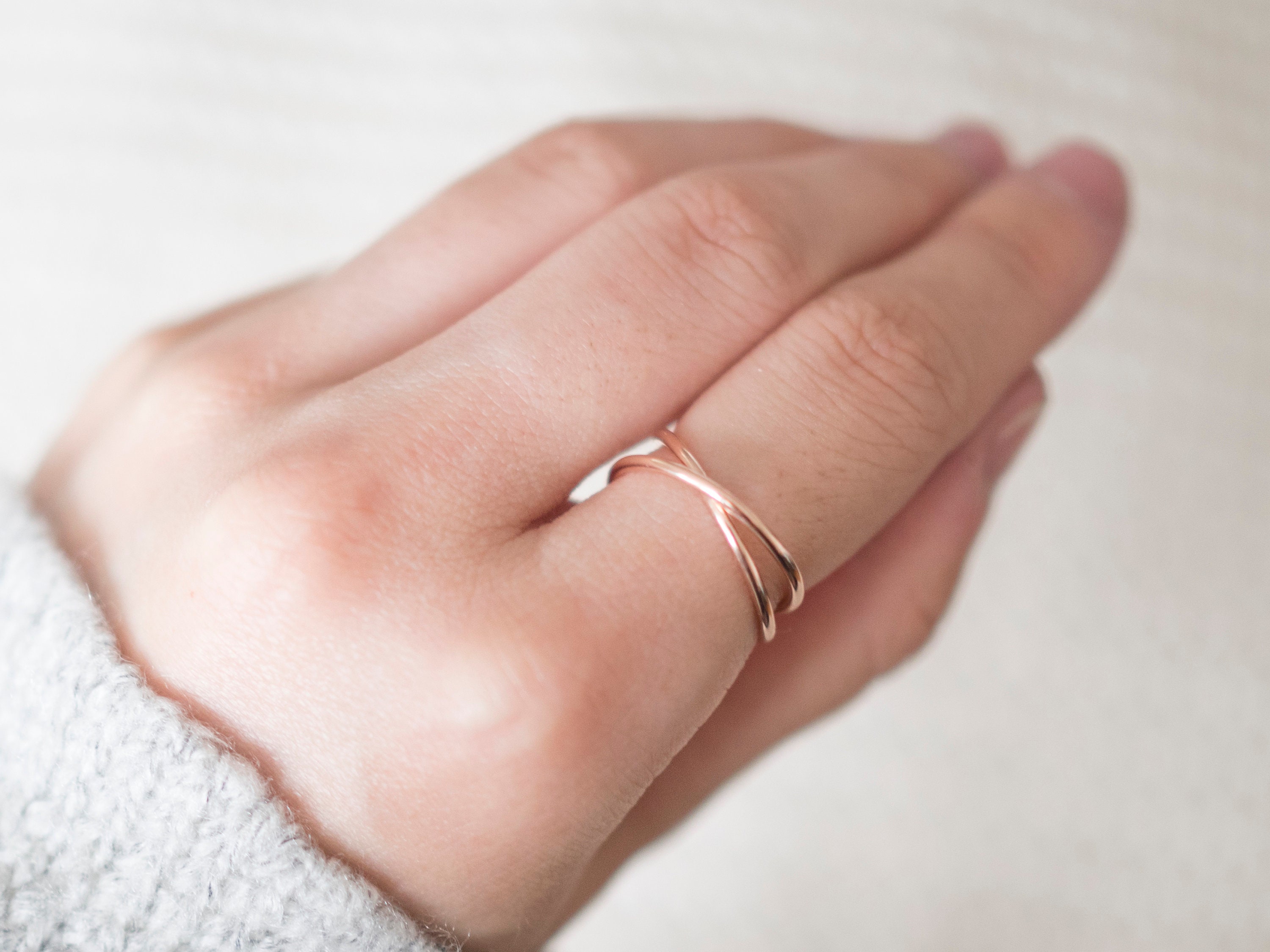 Rose Gold Interlocking Rings Double Rings Intertwined Rings - Etsy