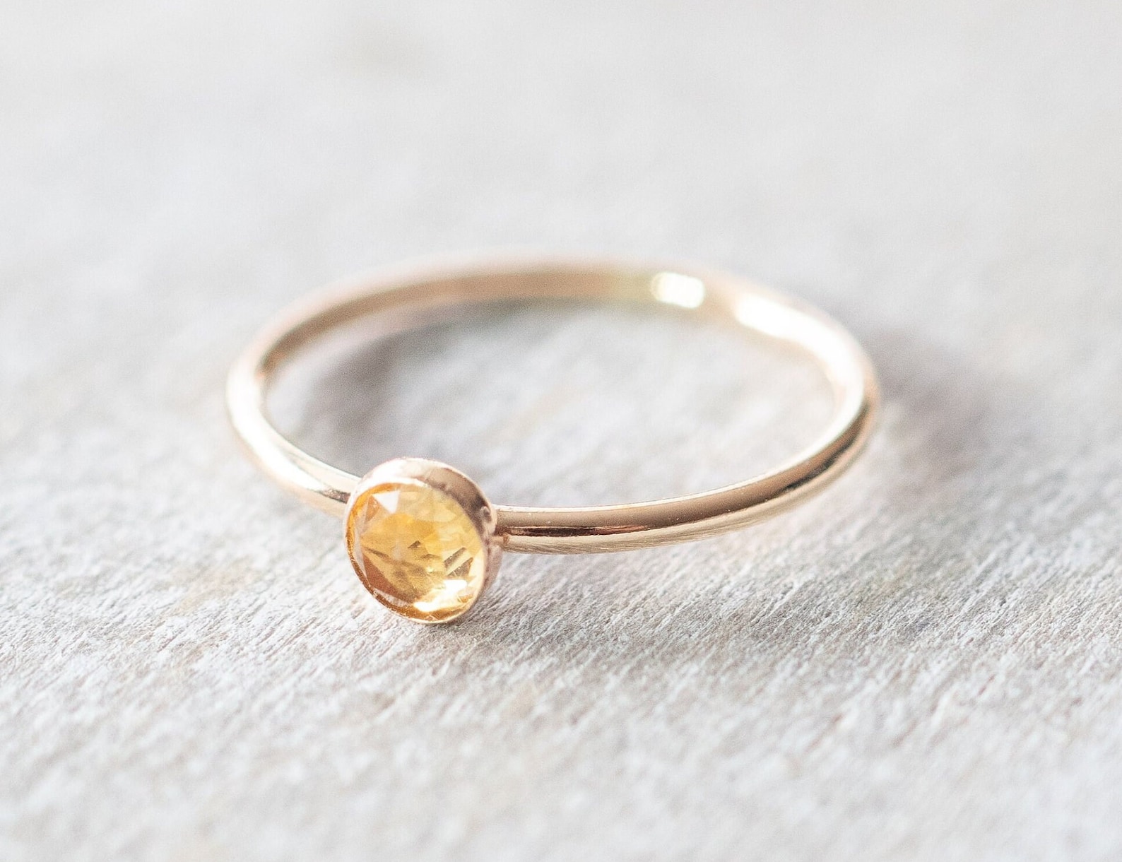 Thin Gold 4mm Citrine Ring, Dainty Gold Filled Ring, 14k Gold Rings for ...