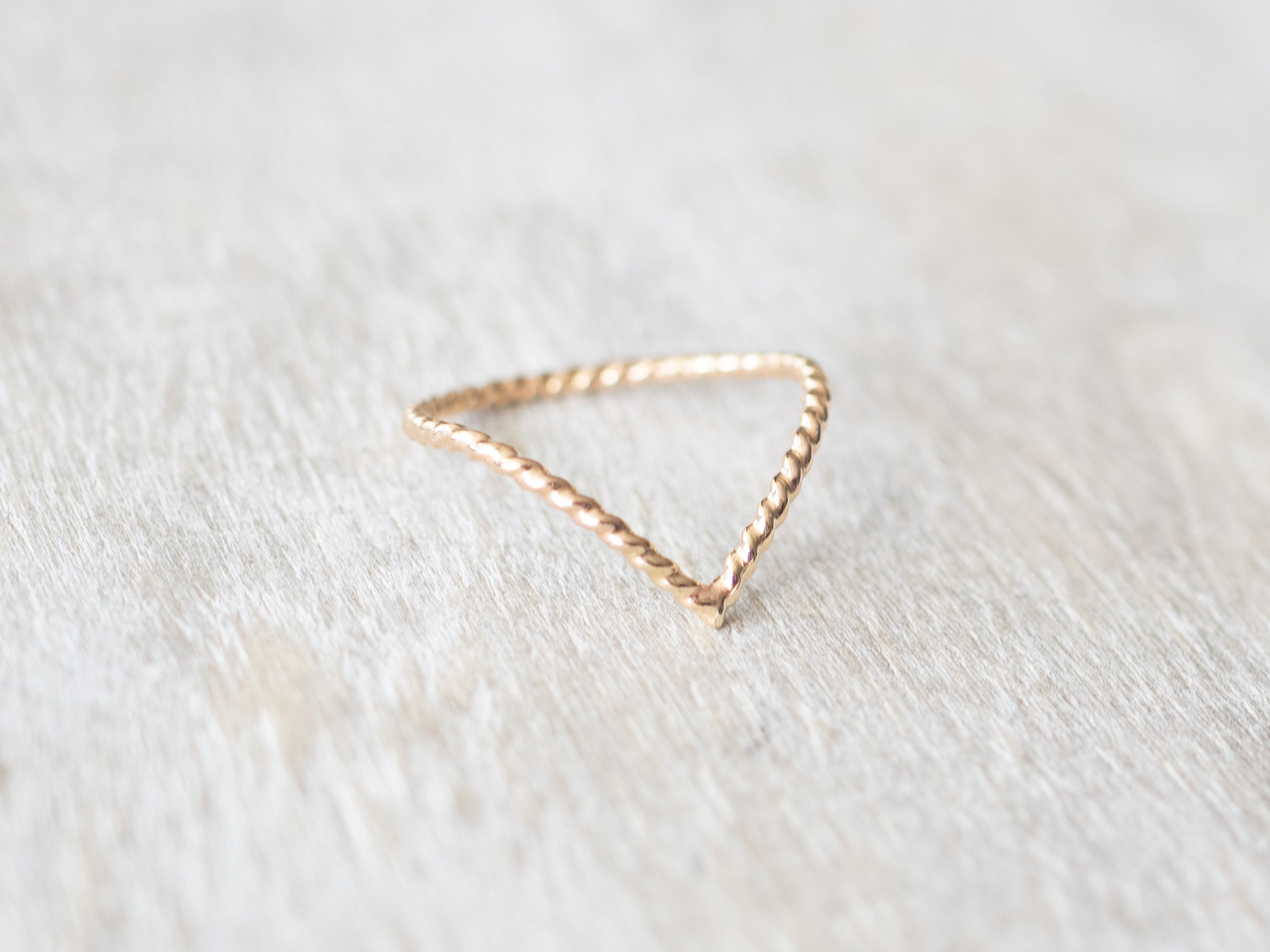 Gold Chevron Twist Ring Dainty Gold Filled Ring Gold V Ring | Etsy