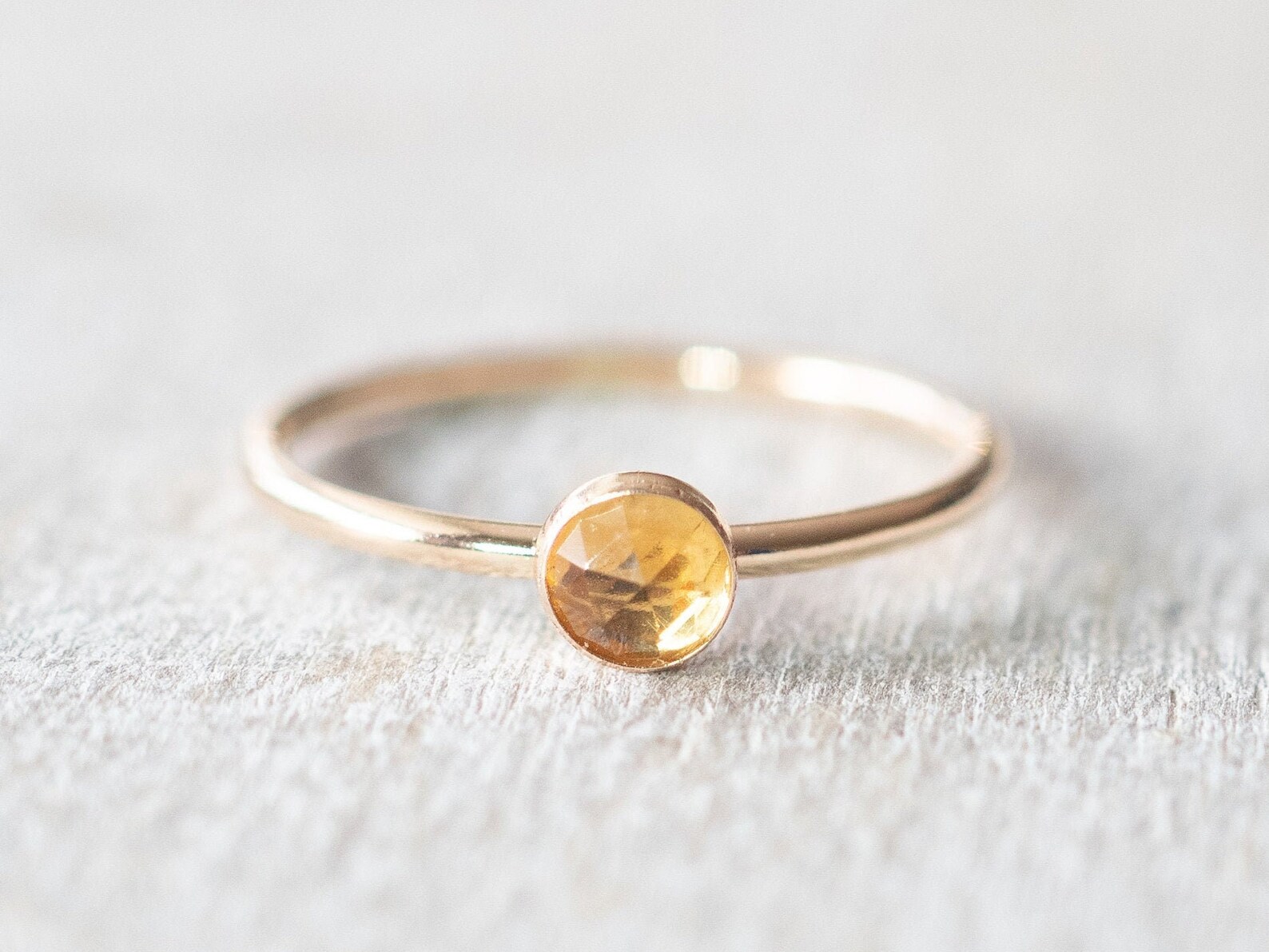 Thin Gold 4mm Citrine Ring, Dainty Gold Filled Ring, 14k Gold Rings for ...