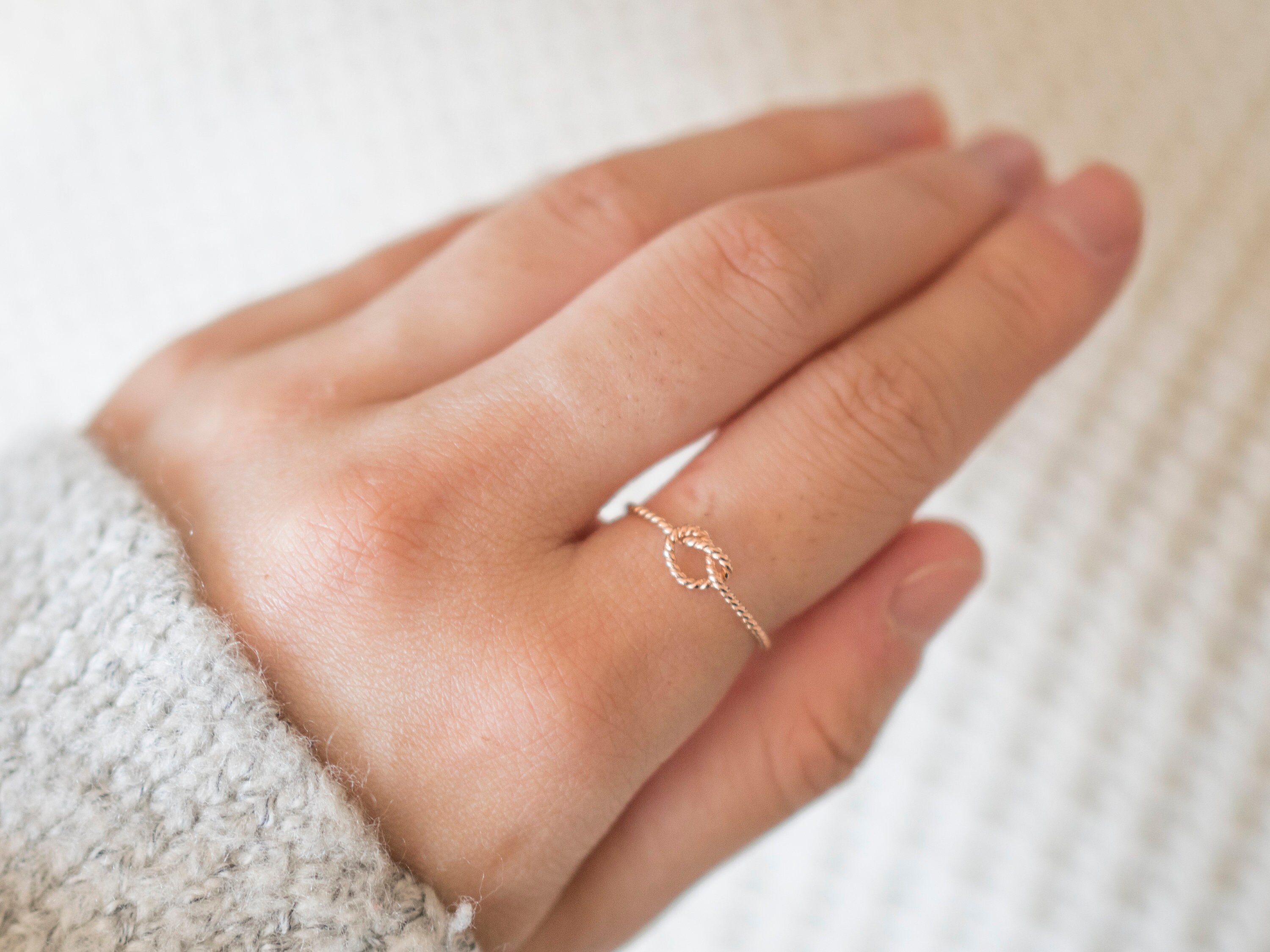 Super Thin Rose Gold Rope Knot Ring Rose Gold Filled Ring | Etsy