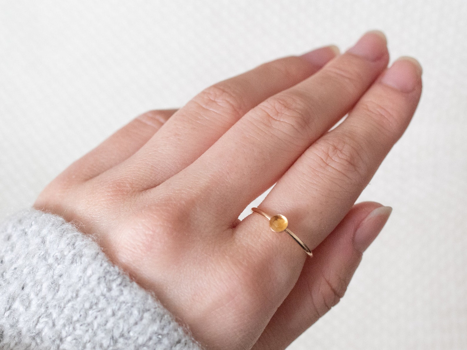 Thin Gold 4mm Citrine Ring, Dainty Gold Filled Ring, 14k Gold Rings for ...