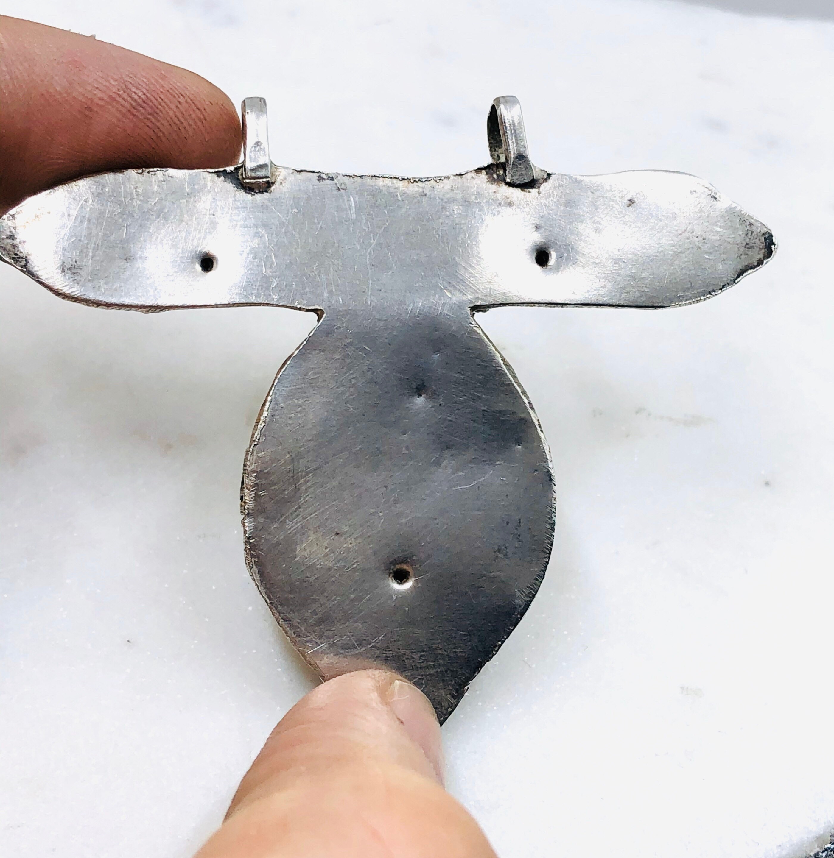 SILVER AMULET Turkmen Ethnic Pendant 1940s Vintage Silver and Silver ...