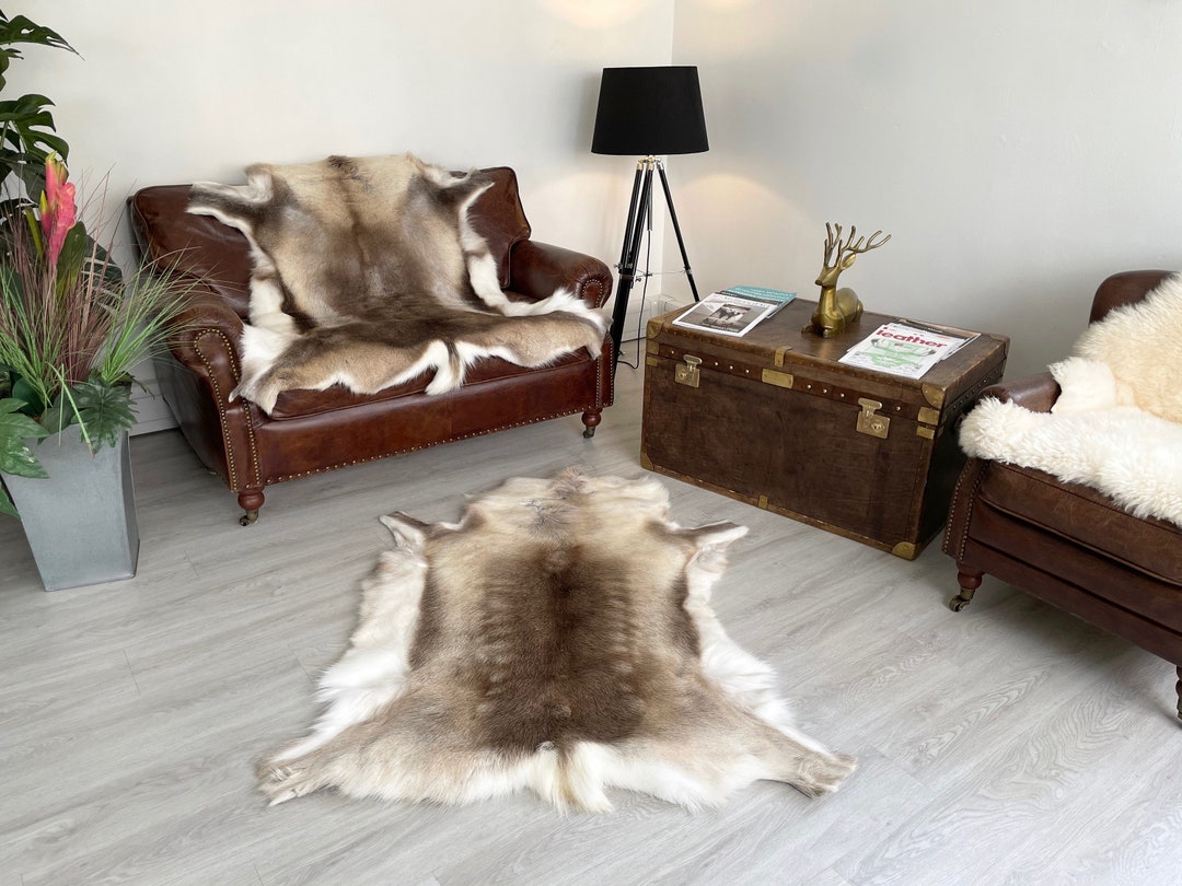 Real Scandinavian Reindeer Rug 100% Natural,sheepskin Rug,cowhide ...