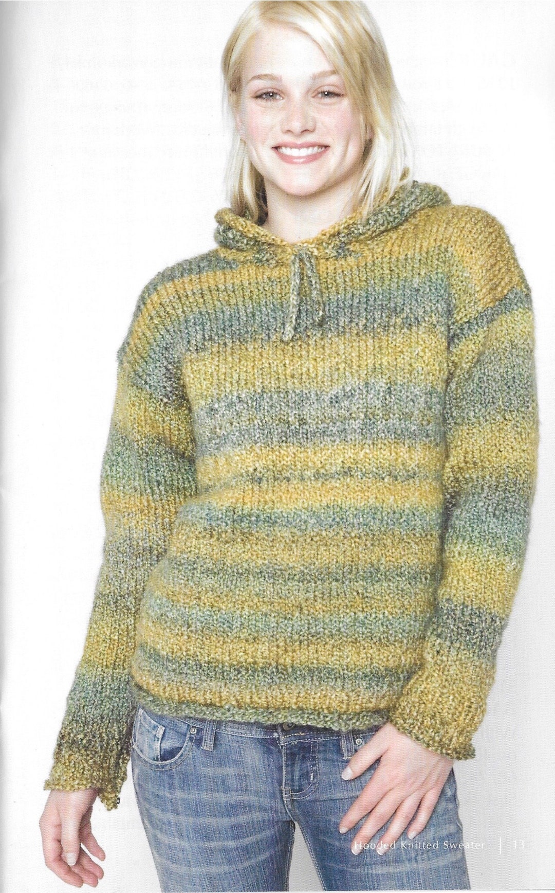 Hooded Knitted Sweater Pattern DIGITAL DOWNLOAD Homespun Warmth - Etsy