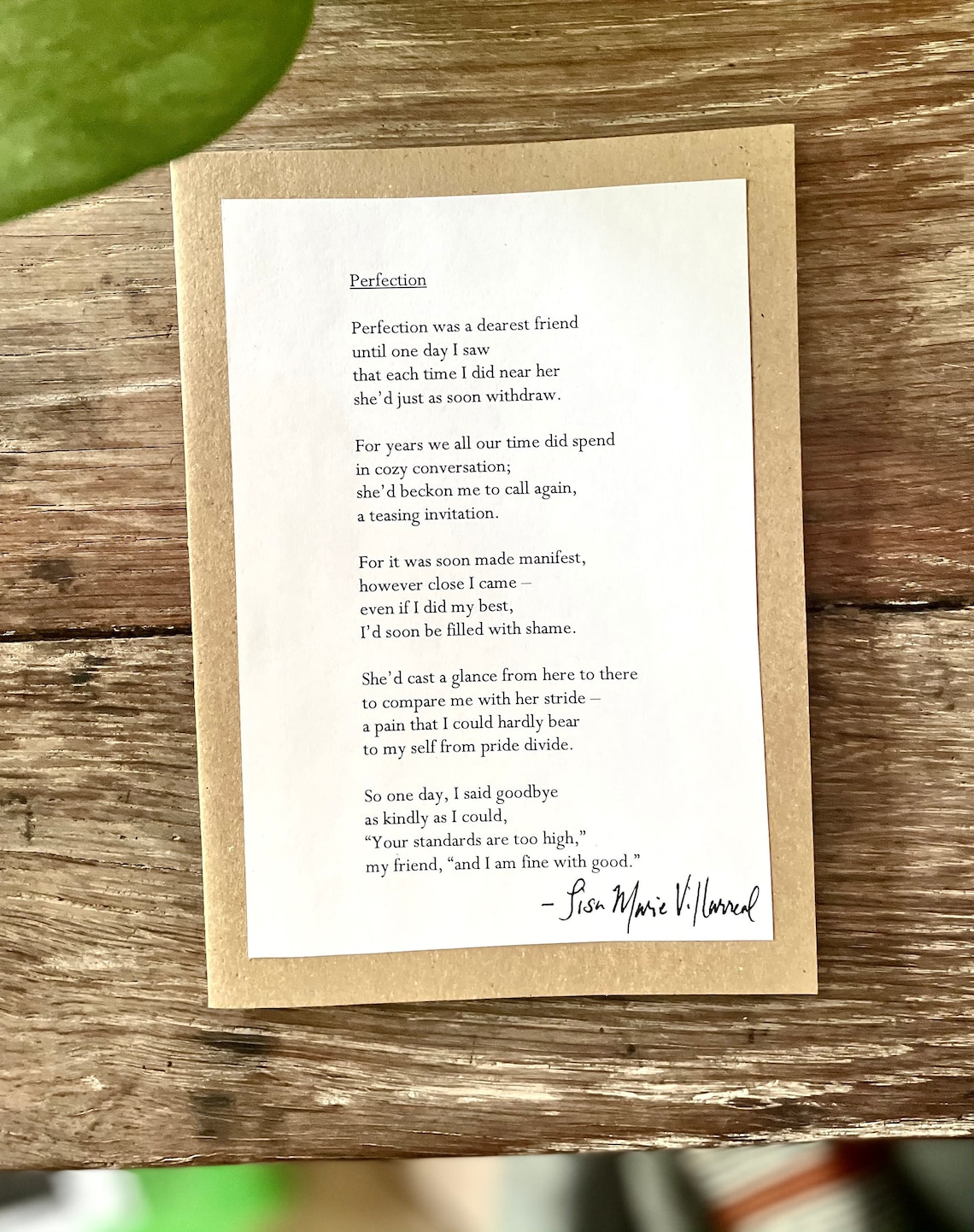 Perfection Poem Original Poetry Universal Card - Etsy