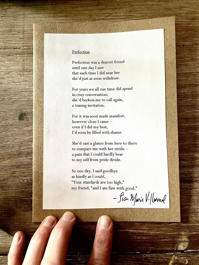 Perfection Poem - Original Poetry - Universal Card - Etsy