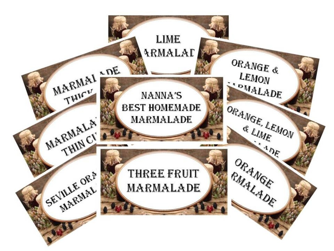 24 X Marmalade Labels, Traditional Dark Type, Self Adhesive, Attractive ...