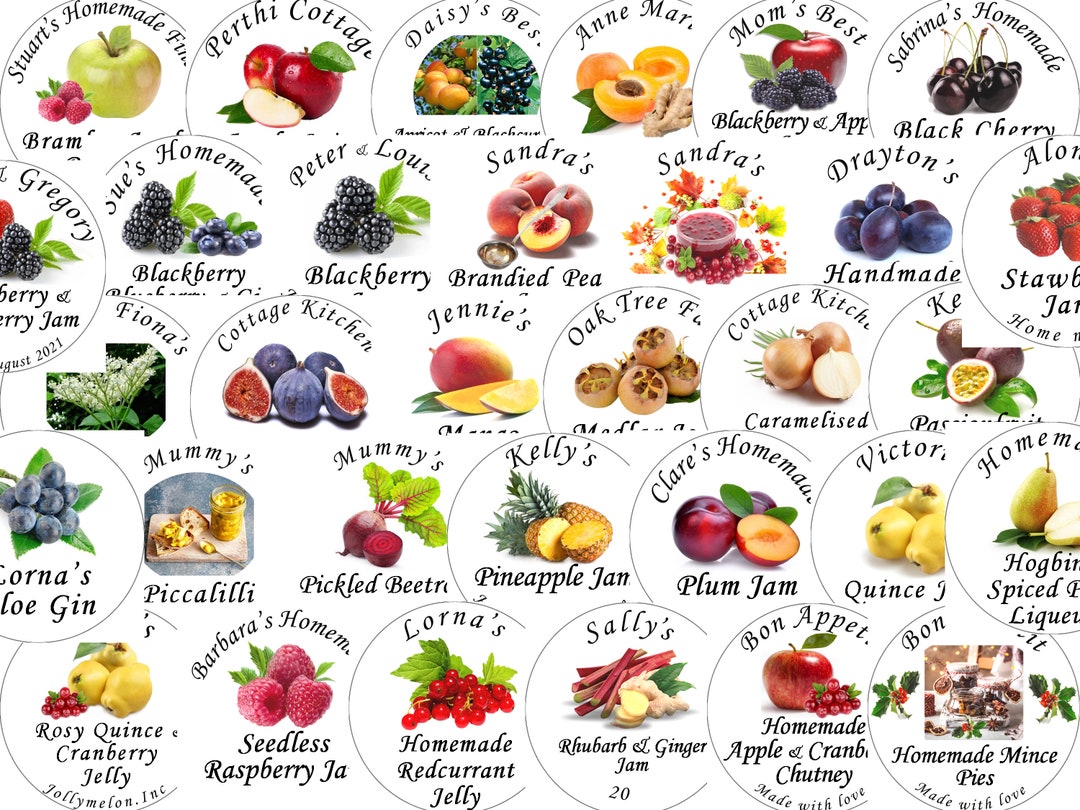 15x51mm Round Jam, Chutney or Preserve Labels. State Your Fruit/veg ...
