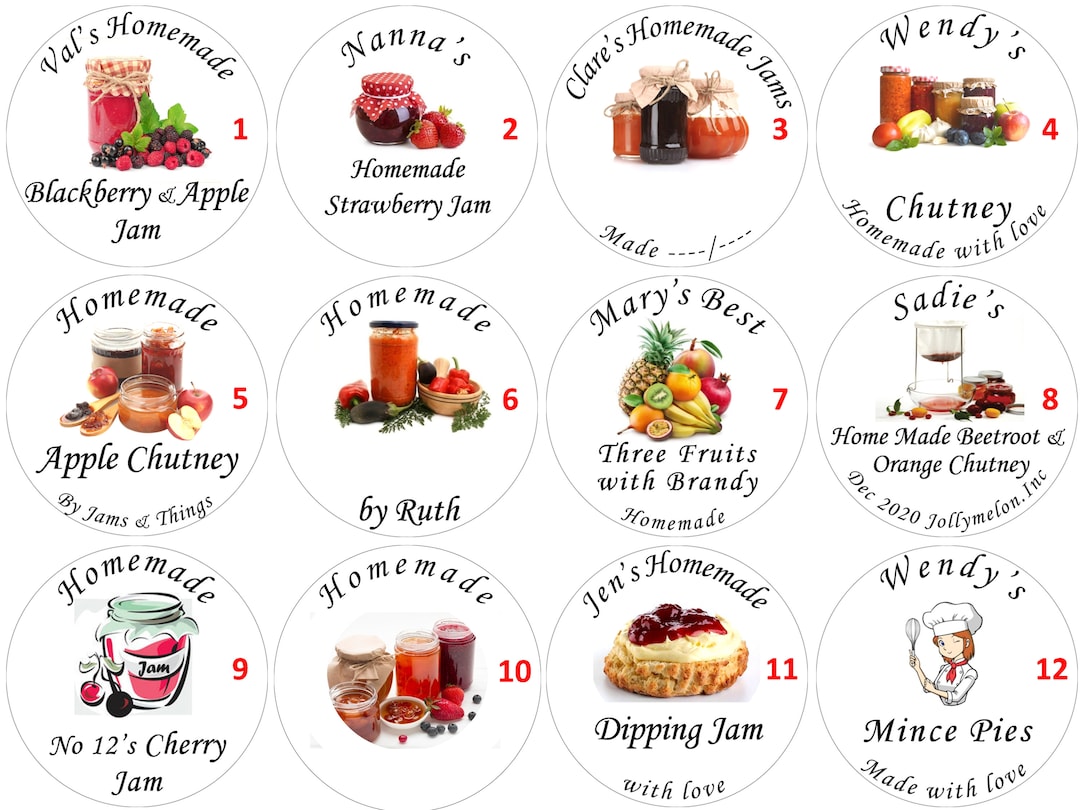 Customised Round Generic Image Type, Jam, Chutney, Preserve Labels ...