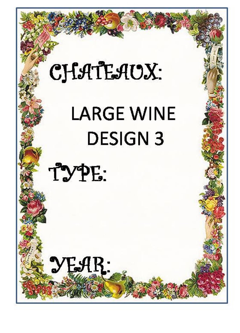 8 x Large Decorative Blank Wine Bottle Labels 105mm x 74mm | Etsy