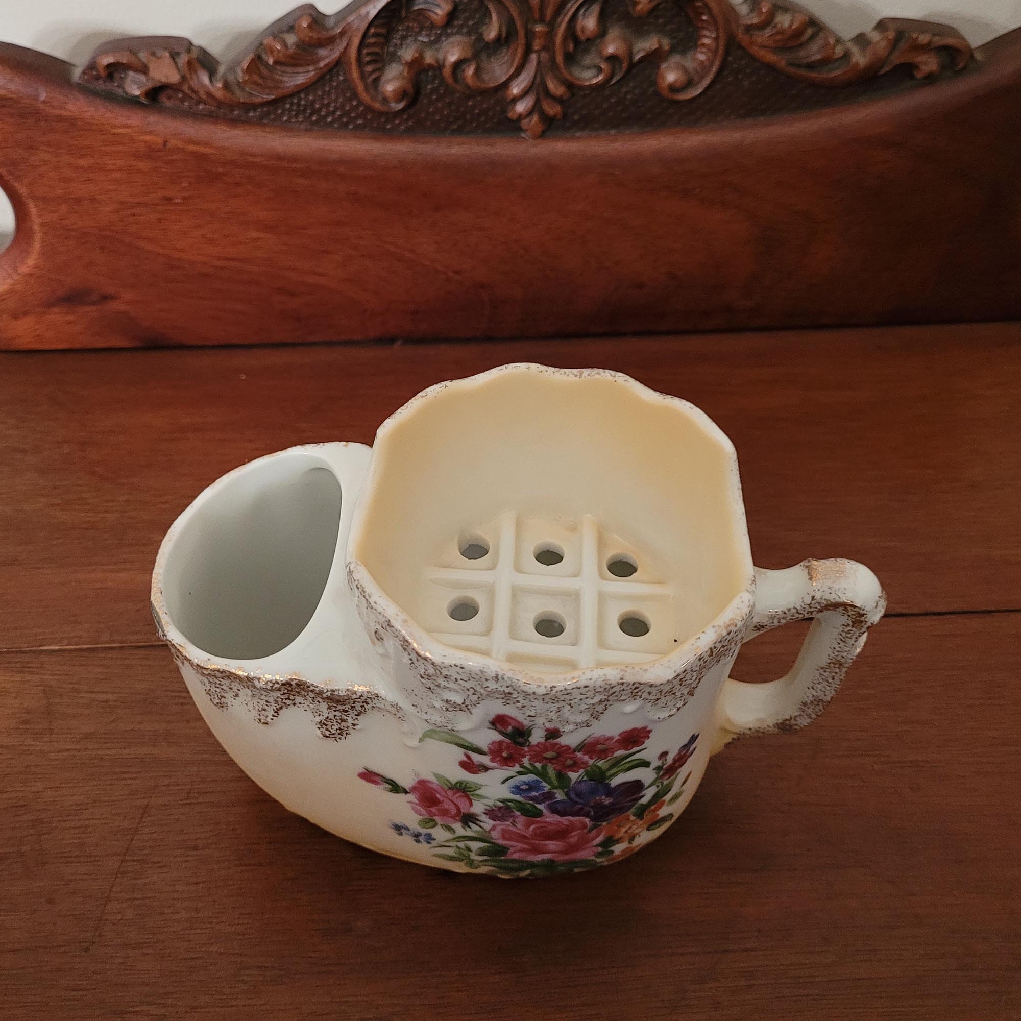 Antique Floral Shaving Scuttle Gold Trim Excellent Condition - Etsy